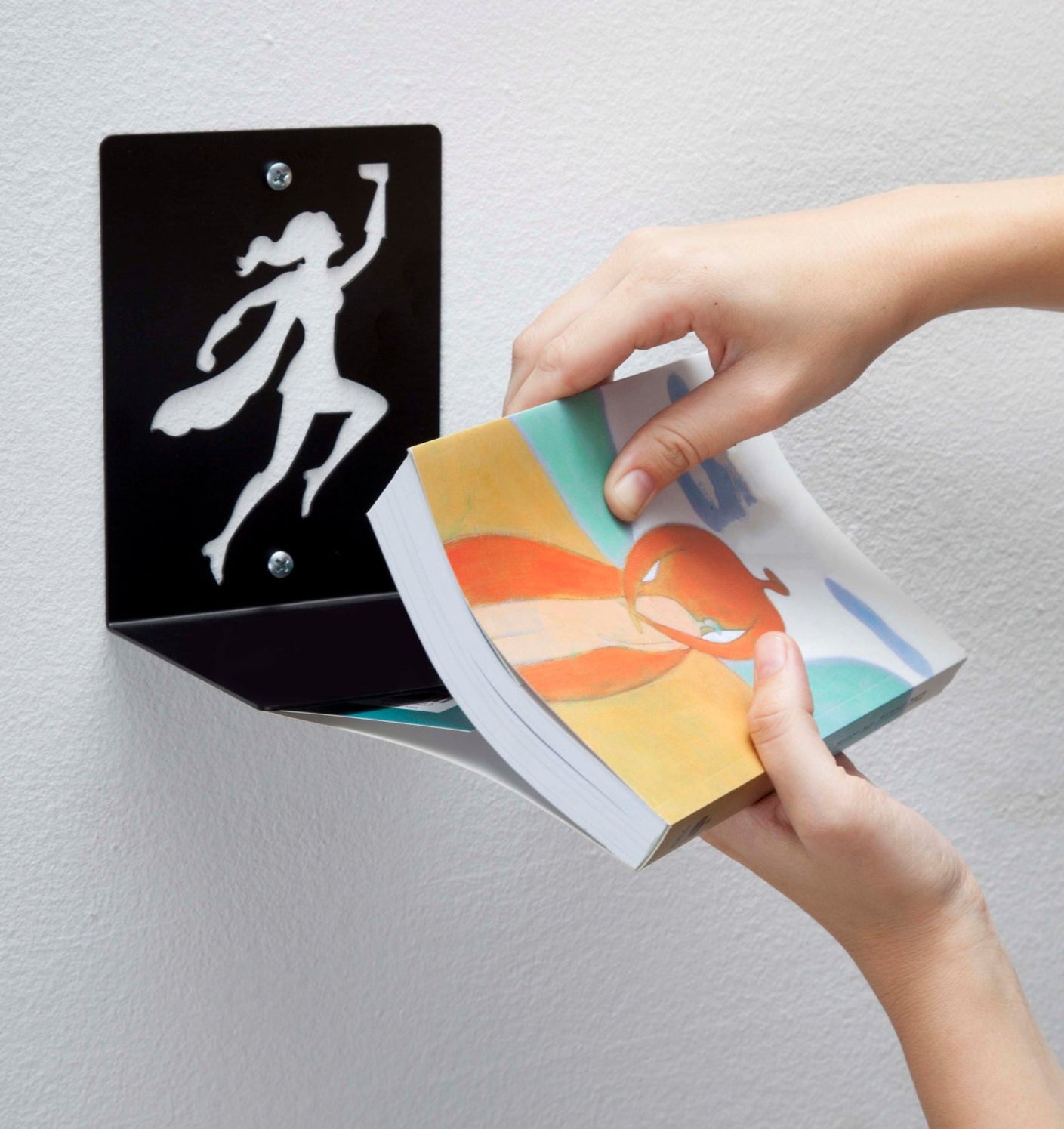 "Wondershelf" Floating Shelf has Wonder Woman Holding Up Your Books– My ...